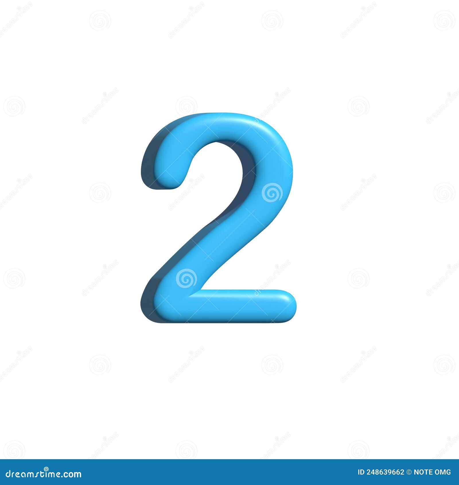 3d Realistic Blue Number Two Icon Stock Illustration - Illustration of ...