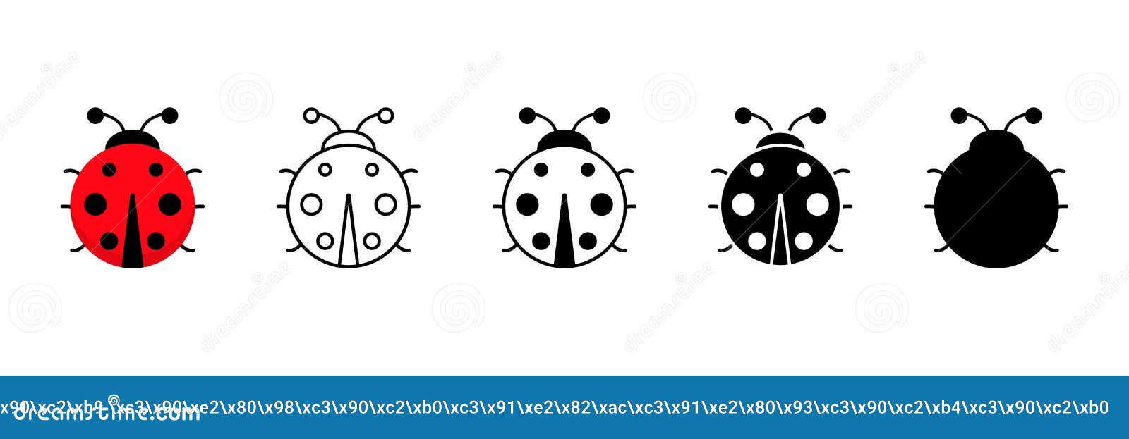 Ladybugs Cute Different Characters Set. Ladybirds In Five Style ...