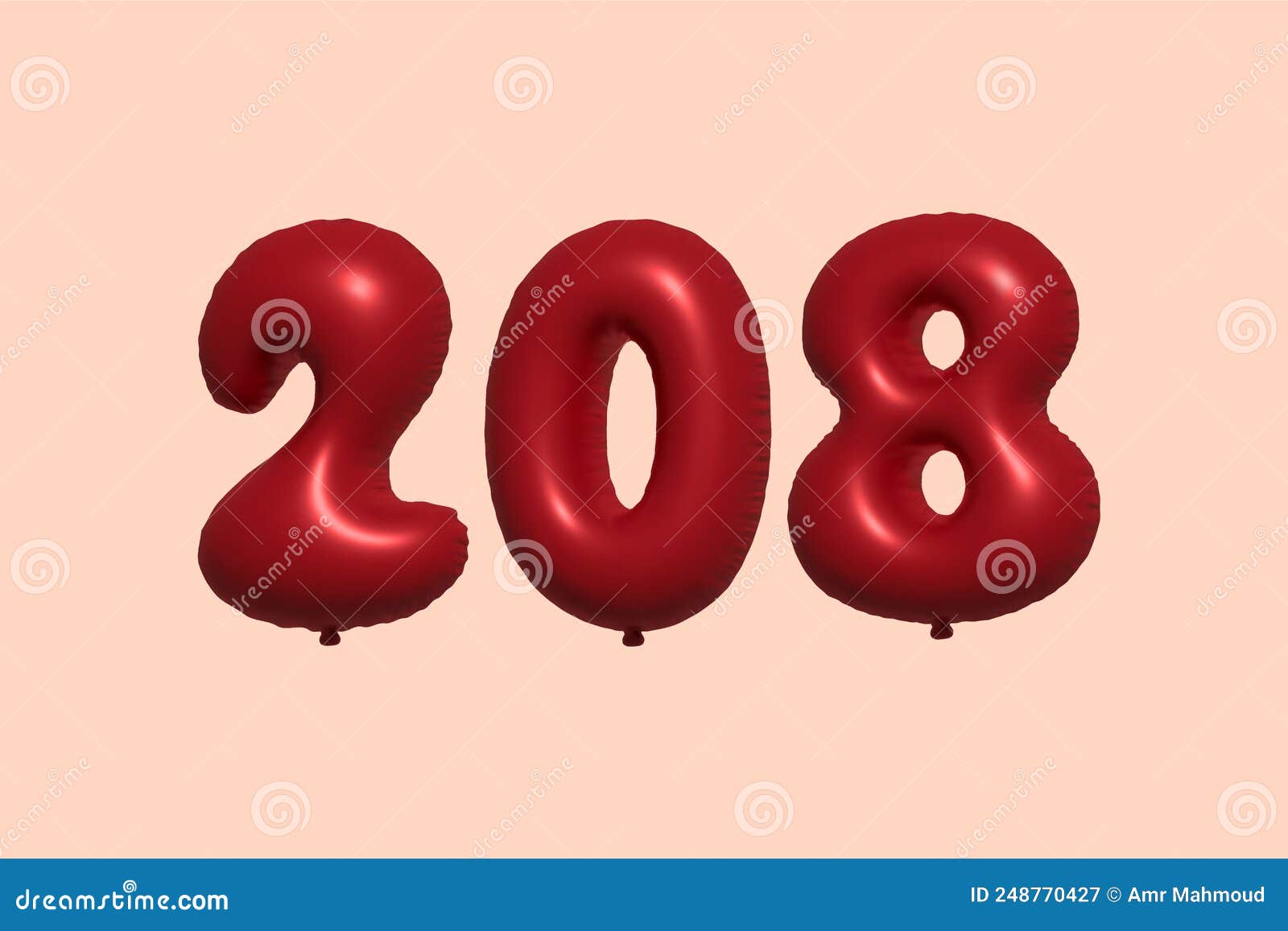 Red Helium Balloon 3D Number 208 Stock Vector - Illustration of banner ...
