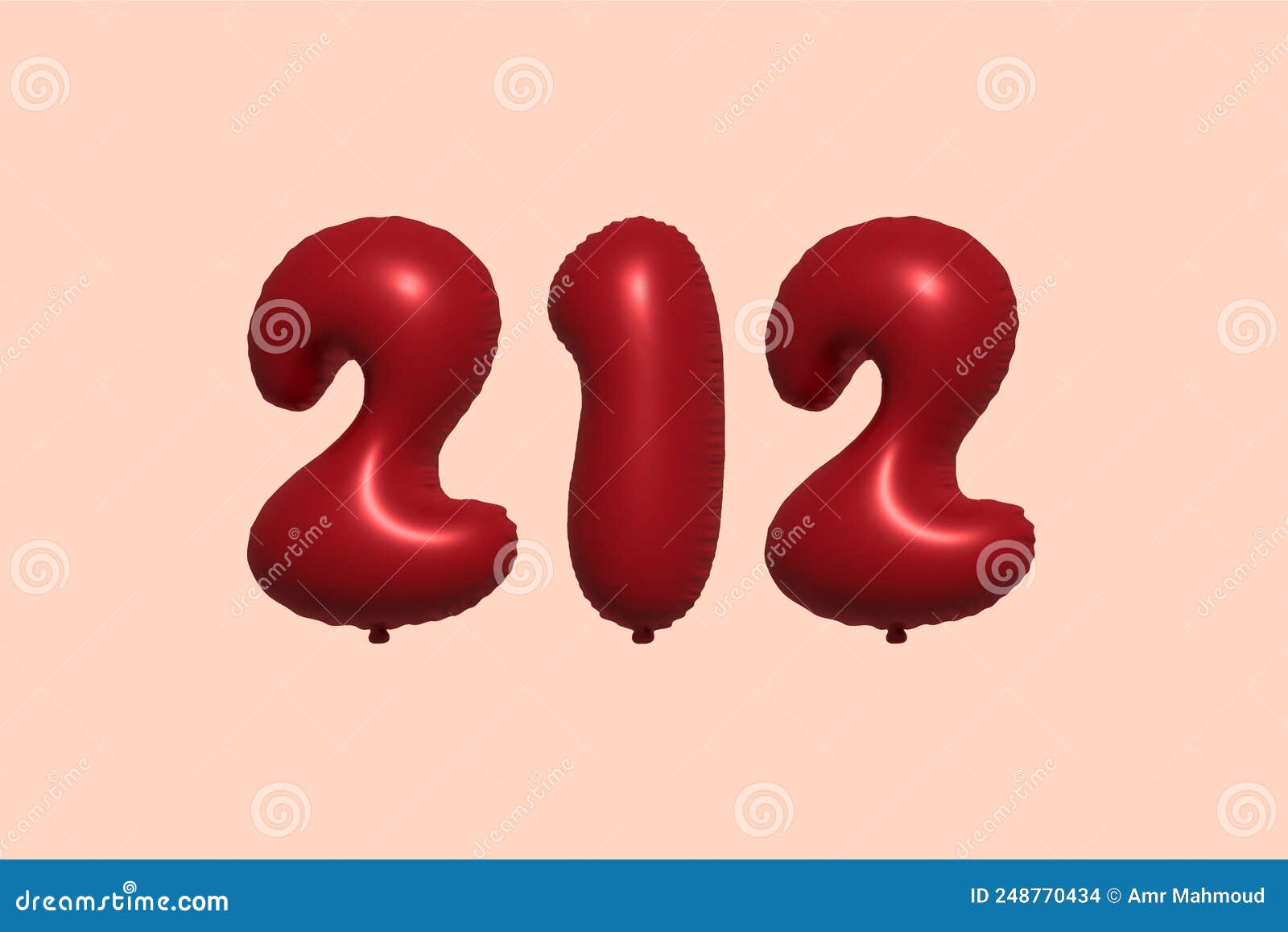 Red Helium Balloon 3D Number 212 Stock Vector - Illustration of ...