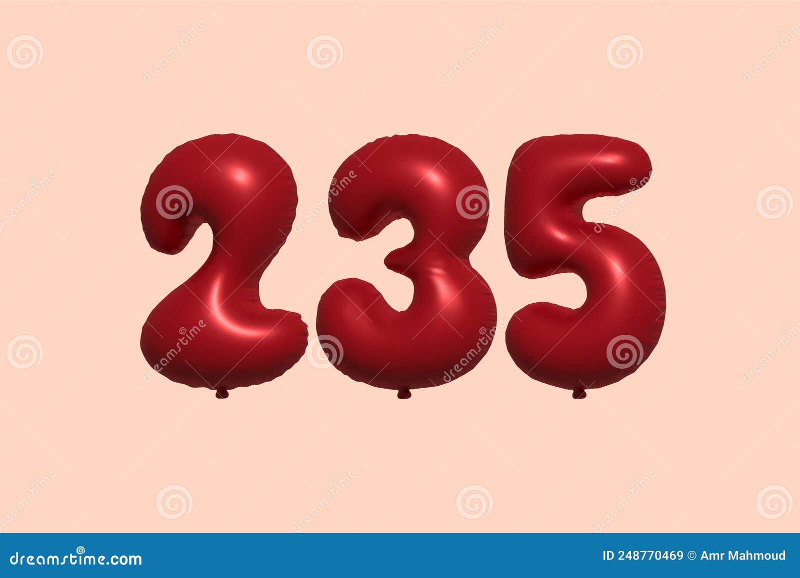 Red Helium Balloon 3D Number 235 Stock Vector - Illustration of label ...