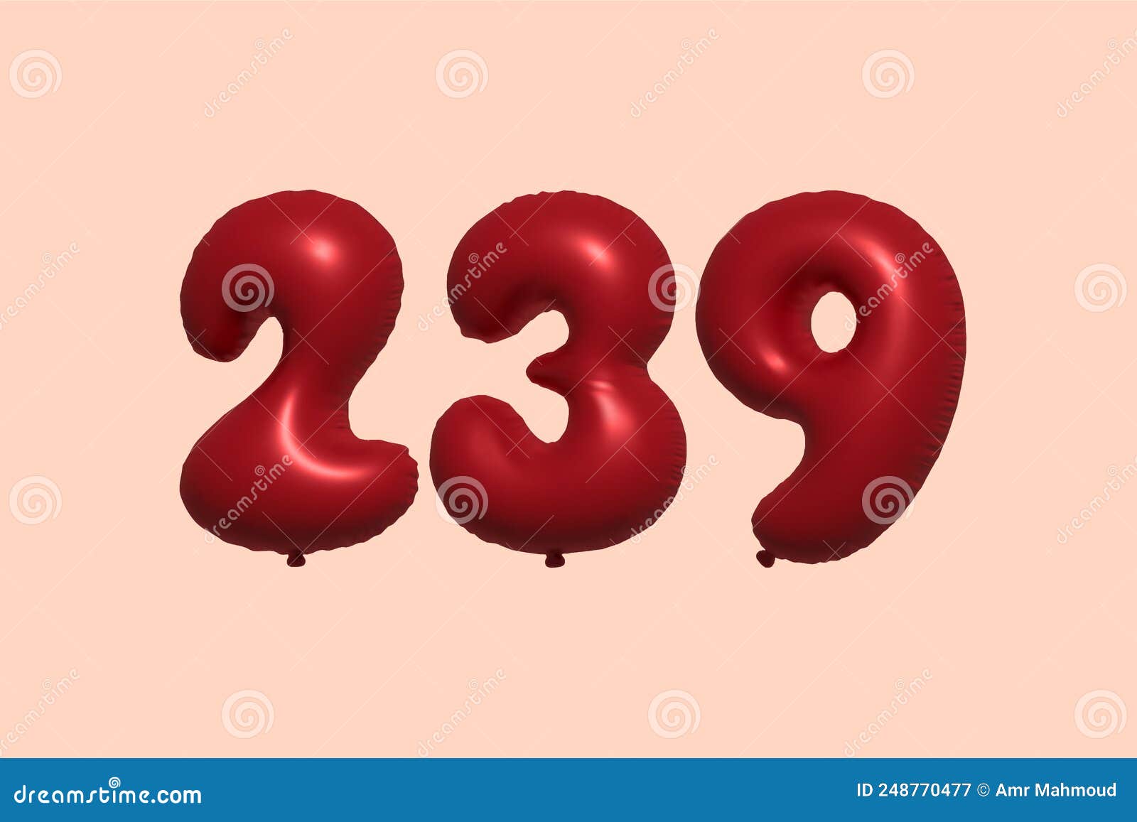 Red Helium Balloon 3D Number 239 Cartoon Vector | CartoonDealer.com ...