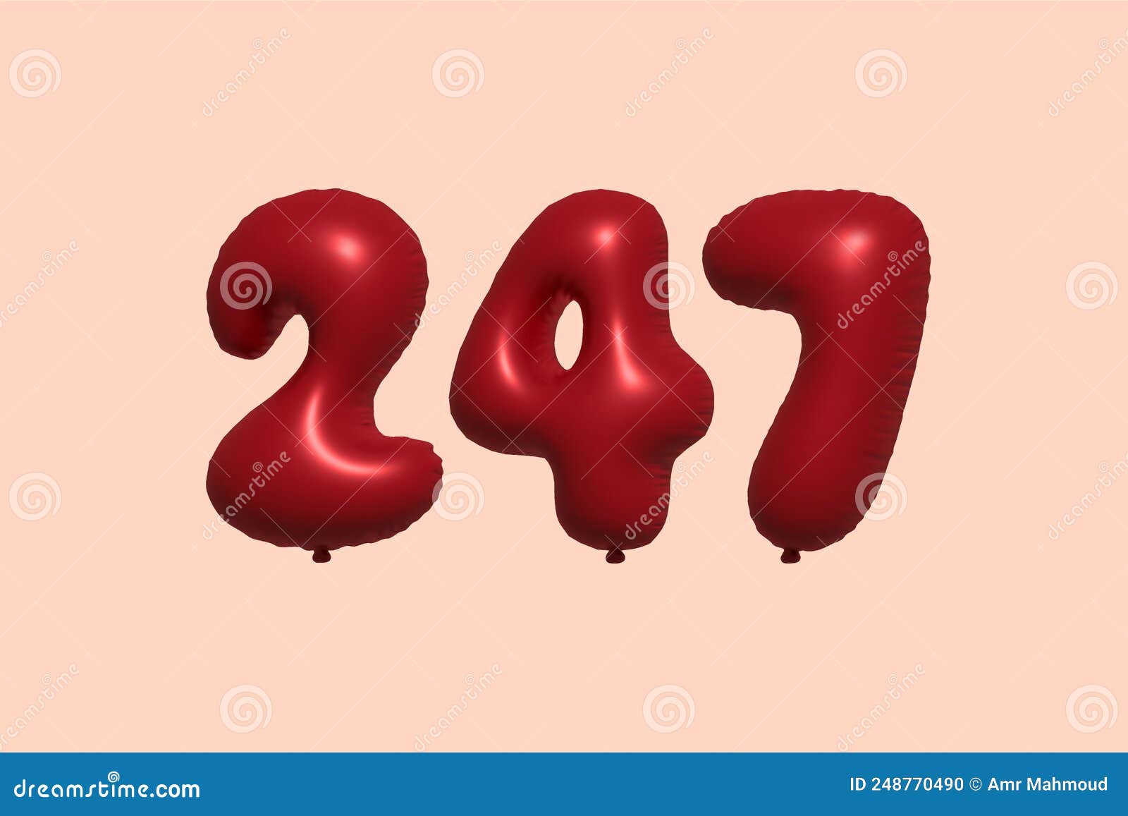 Red Helium Balloon 3D Number 247 Stock Vector - Illustration of helium ...