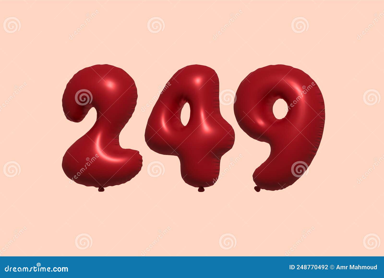 Red Helium Balloon 3D Number 249 Vector Illustration | CartoonDealer ...