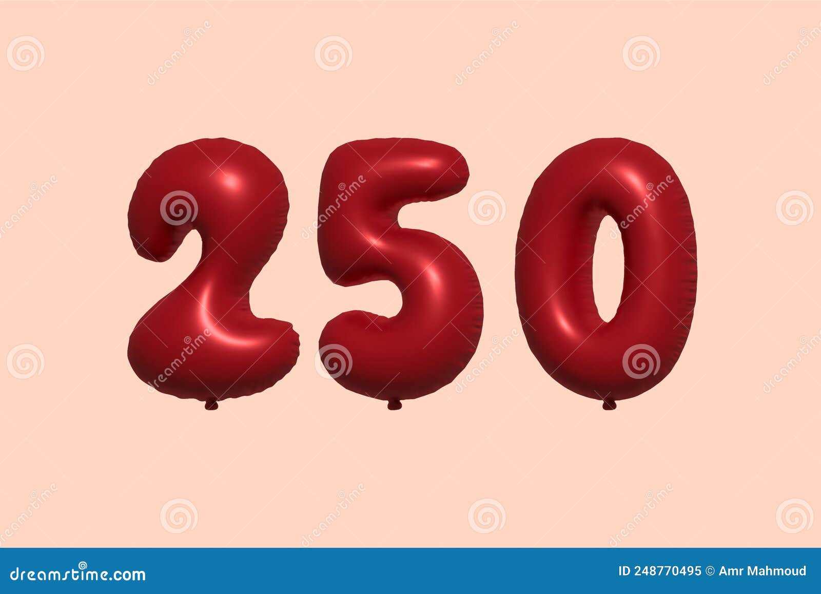 Red Helium Balloon 3D Number 250 Cartoon Vector | CartoonDealer.com ...