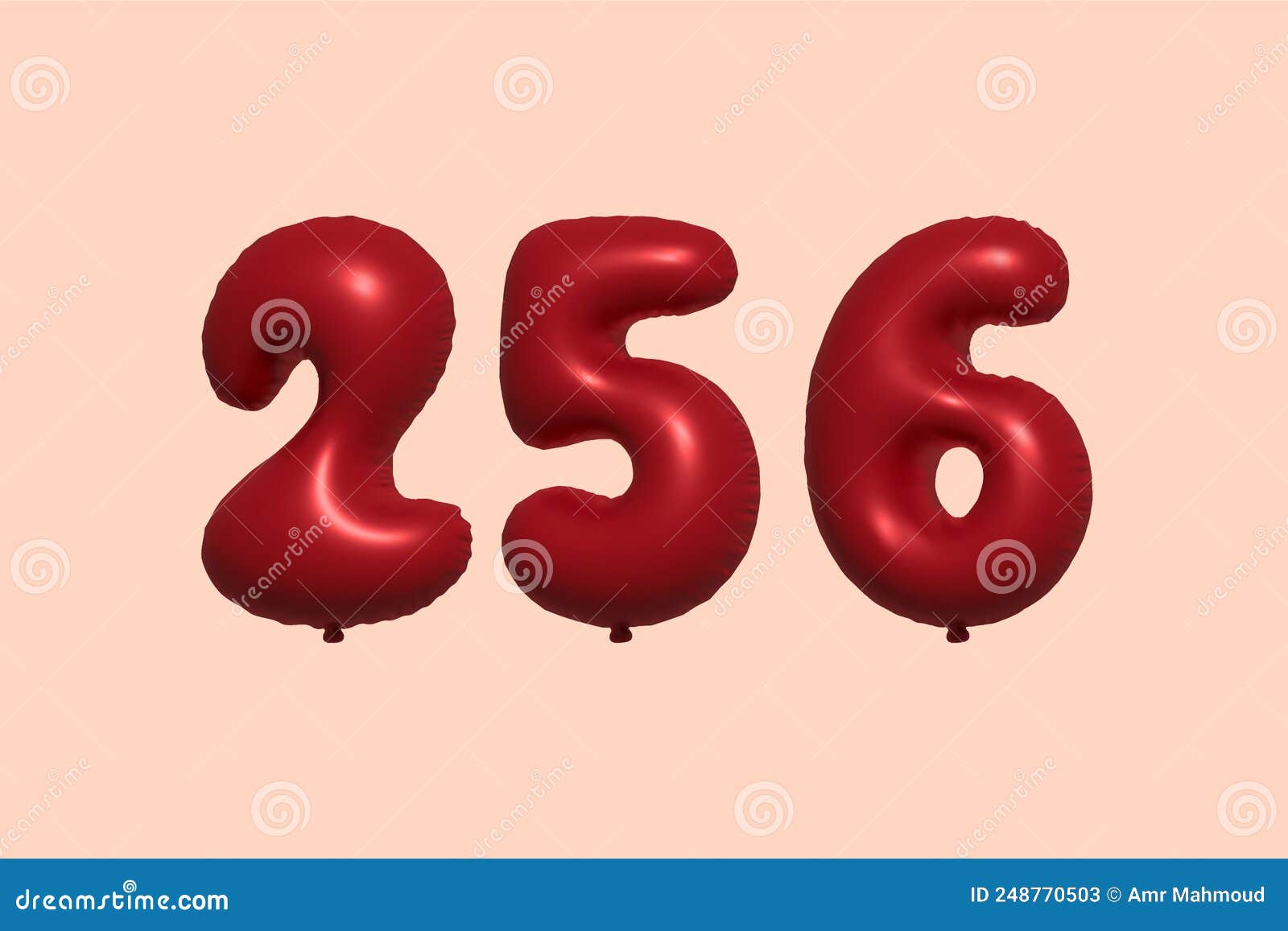 Red Helium Balloon 3D Number 256 Cartoon Vector | CartoonDealer.com ...