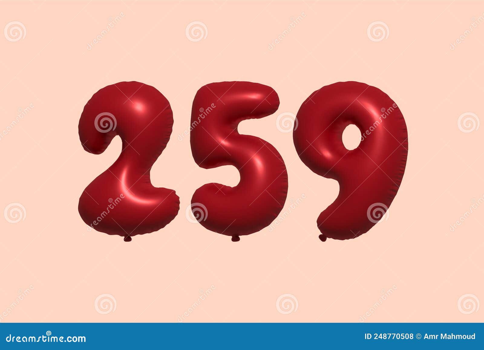 Red Helium Balloon 3D Number 259 Stock Vector - Illustration of number ...