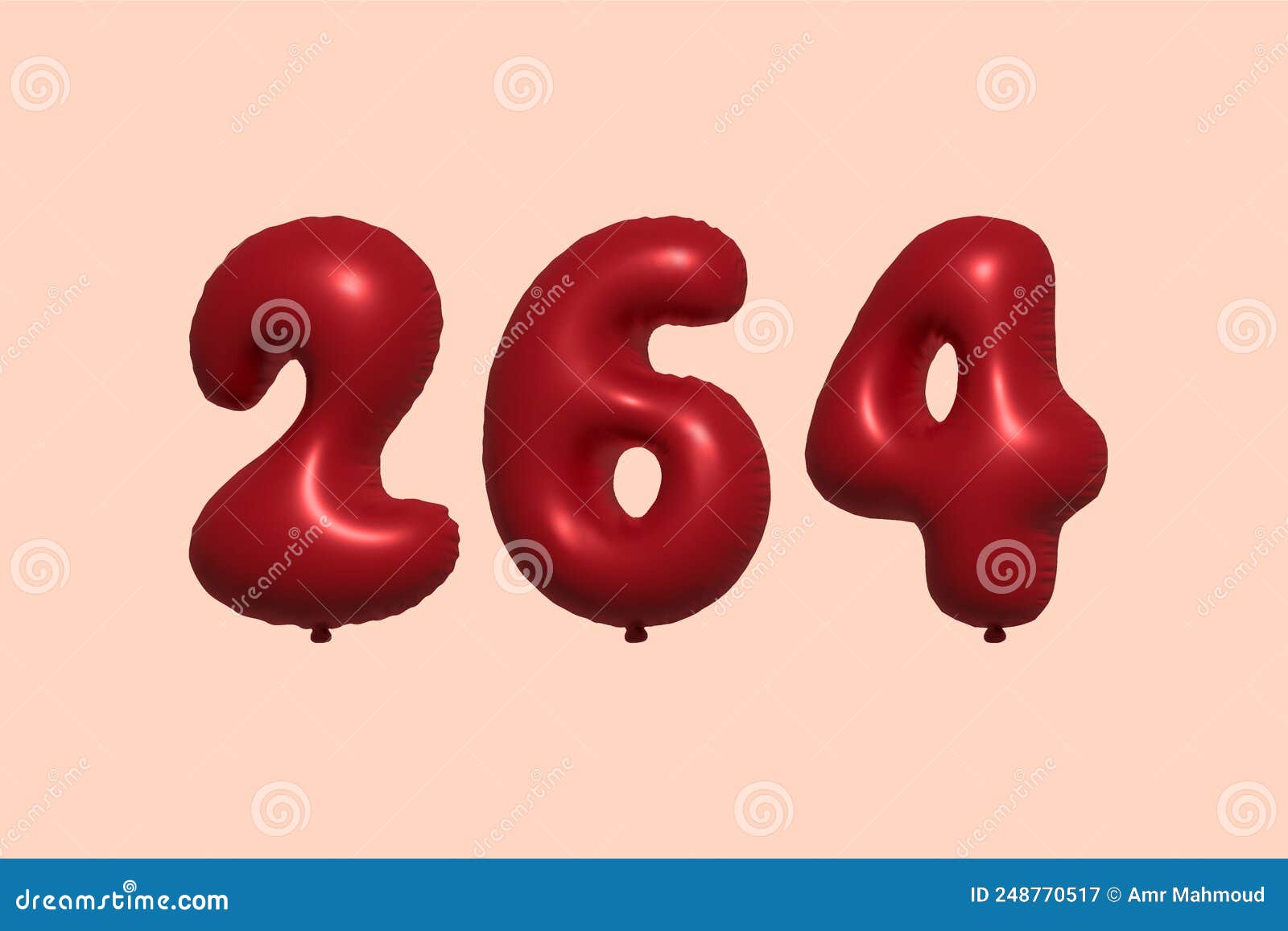 Red Helium Balloon 3D Number 264 Stock Vector - Illustration of banner ...