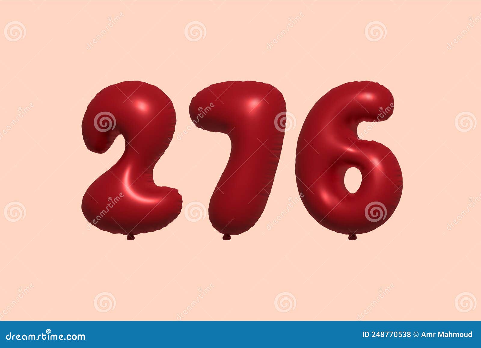 Red Helium Balloon 3D Number 276 Vector Illustration | CartoonDealer ...