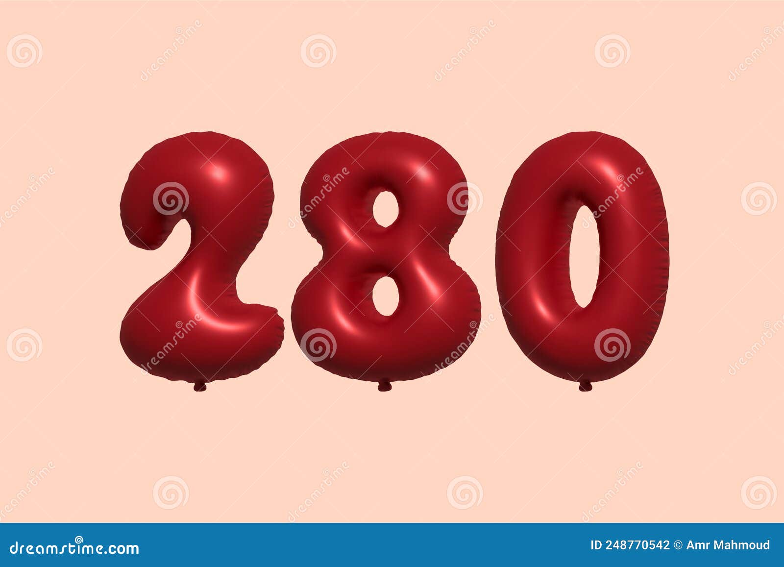 Red Helium Balloon 3D Number 280 Stock Vector - Illustration of offer ...