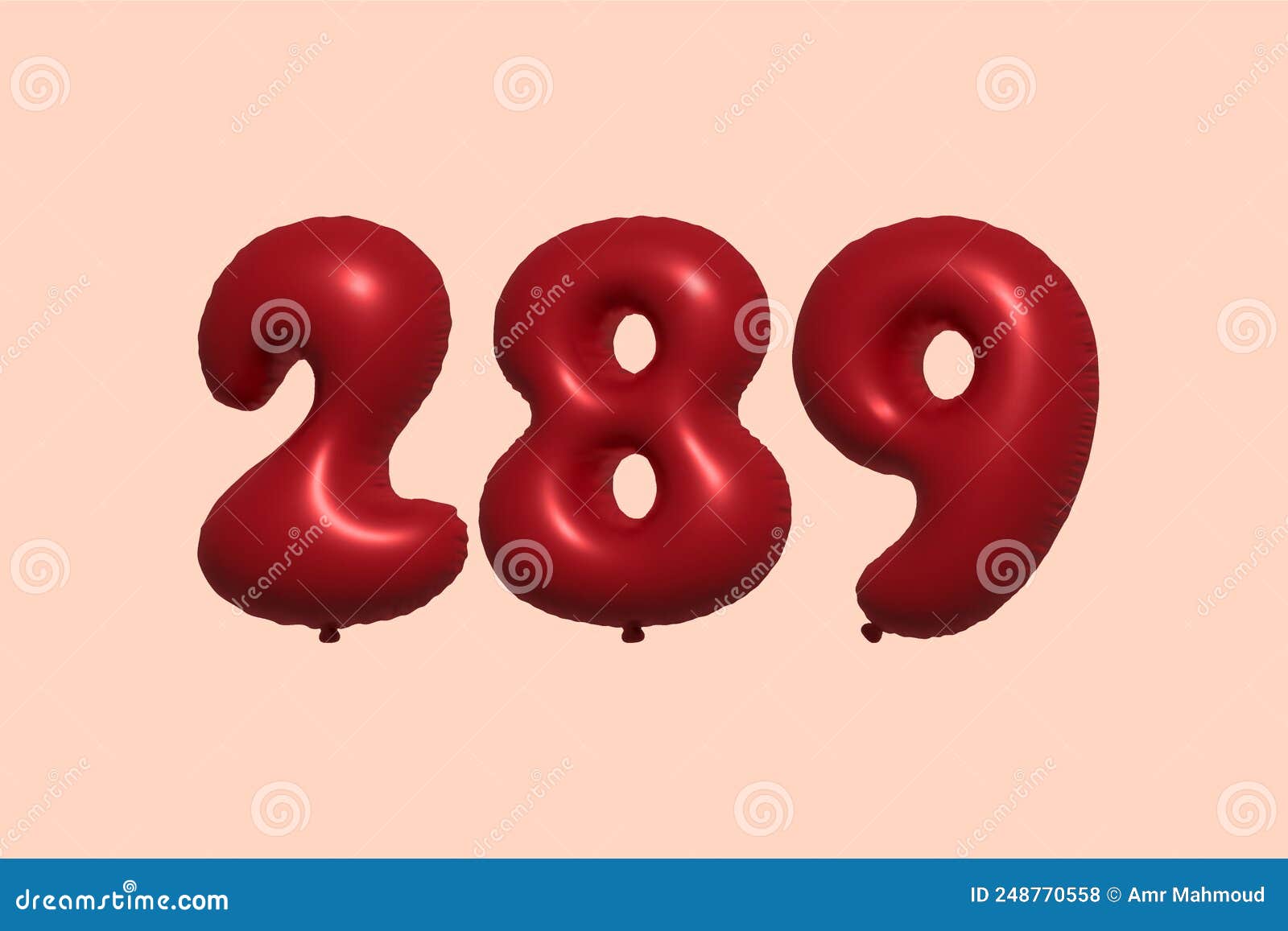 Red Helium Balloon 3D Number 289 Stock Vector - Illustration of offer ...