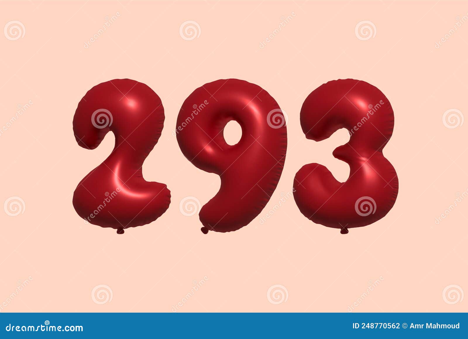 Red Helium Balloon 3D Number 293 Stock Vector - Illustration of year ...