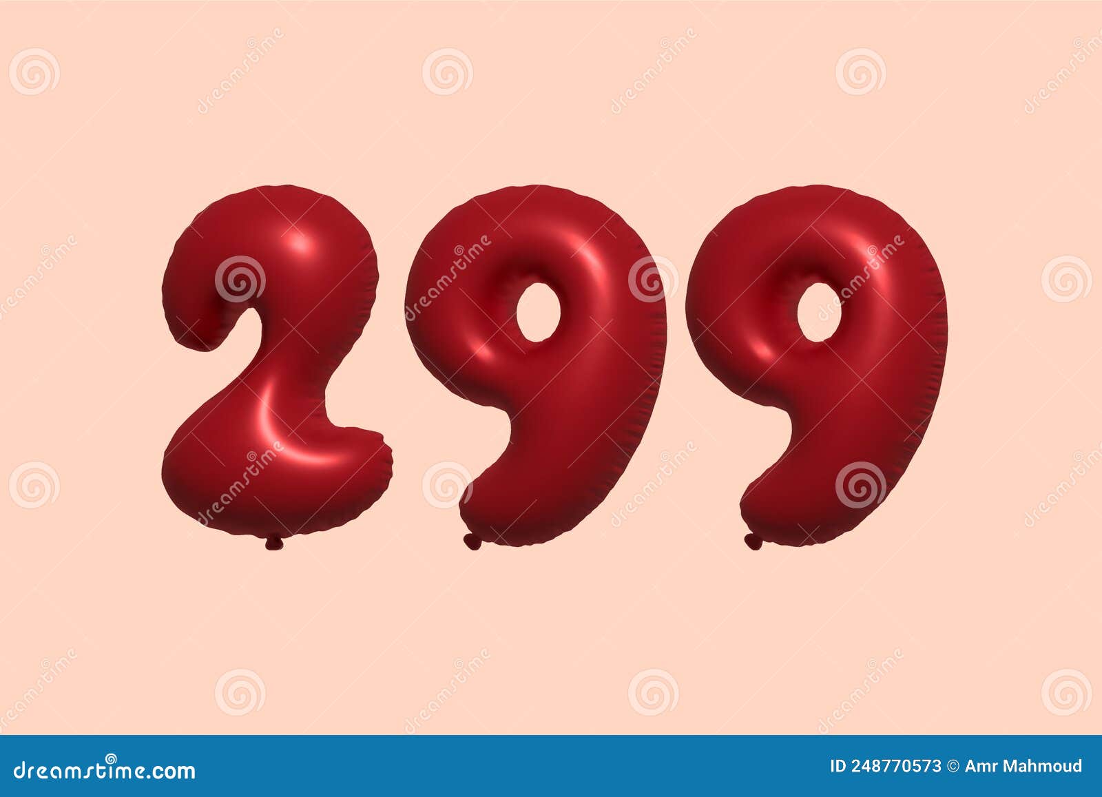 Red Helium Balloon 3D Number 299 Stock Vector - Illustration of coupon ...