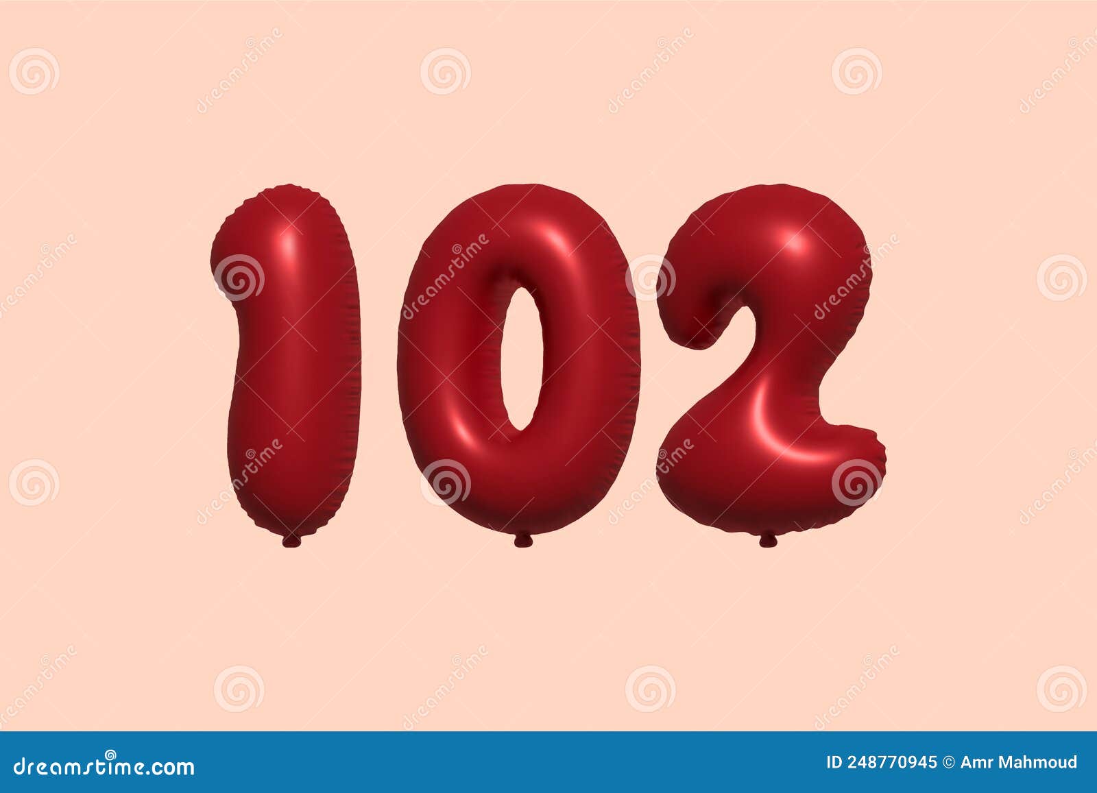 Red Helium Balloon 3D Number 102 Cartoon Vector | CartoonDealer.com ...