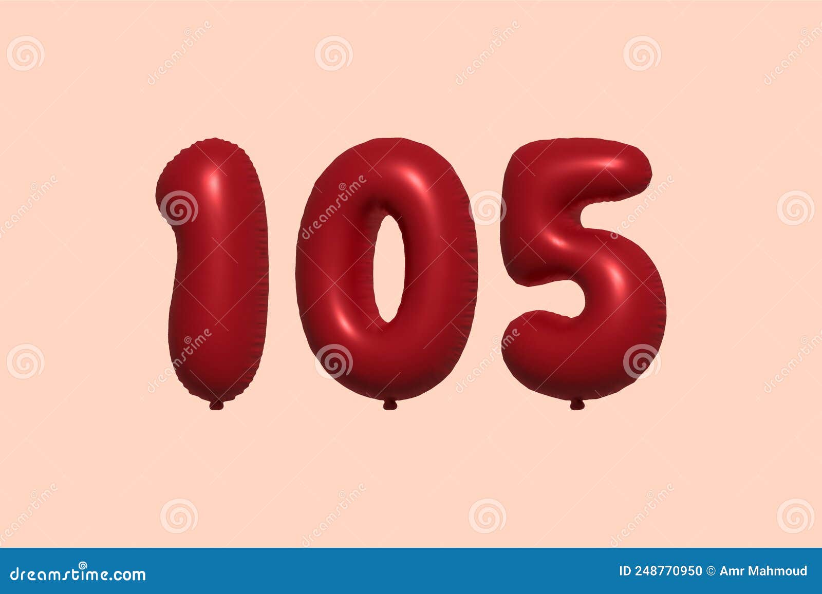 Red Helium Balloon 3D Number 105 Stock Vector - Illustration of ...