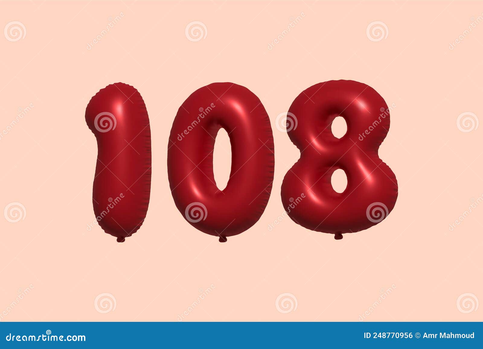 Red Helium Balloon 3D Number 108 Stock Vector - Illustration of ...