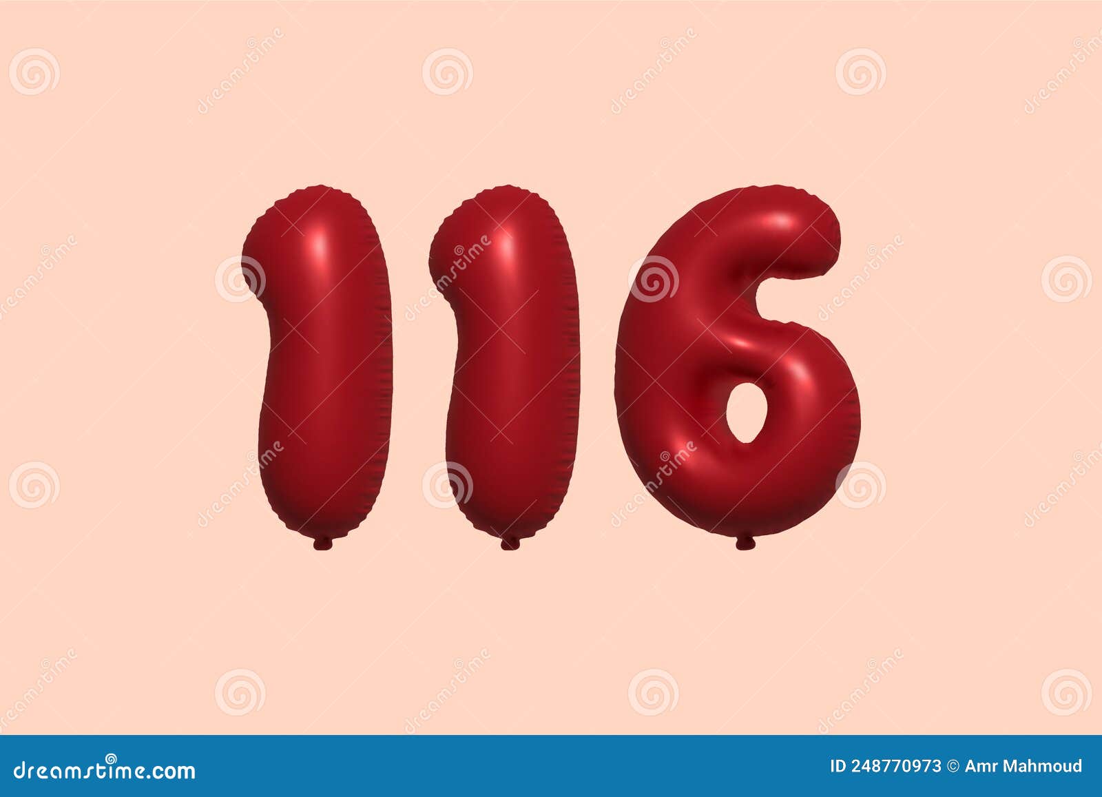 Red Helium Balloon 3D Number 116 Stock Vector - Illustration of holiday ...