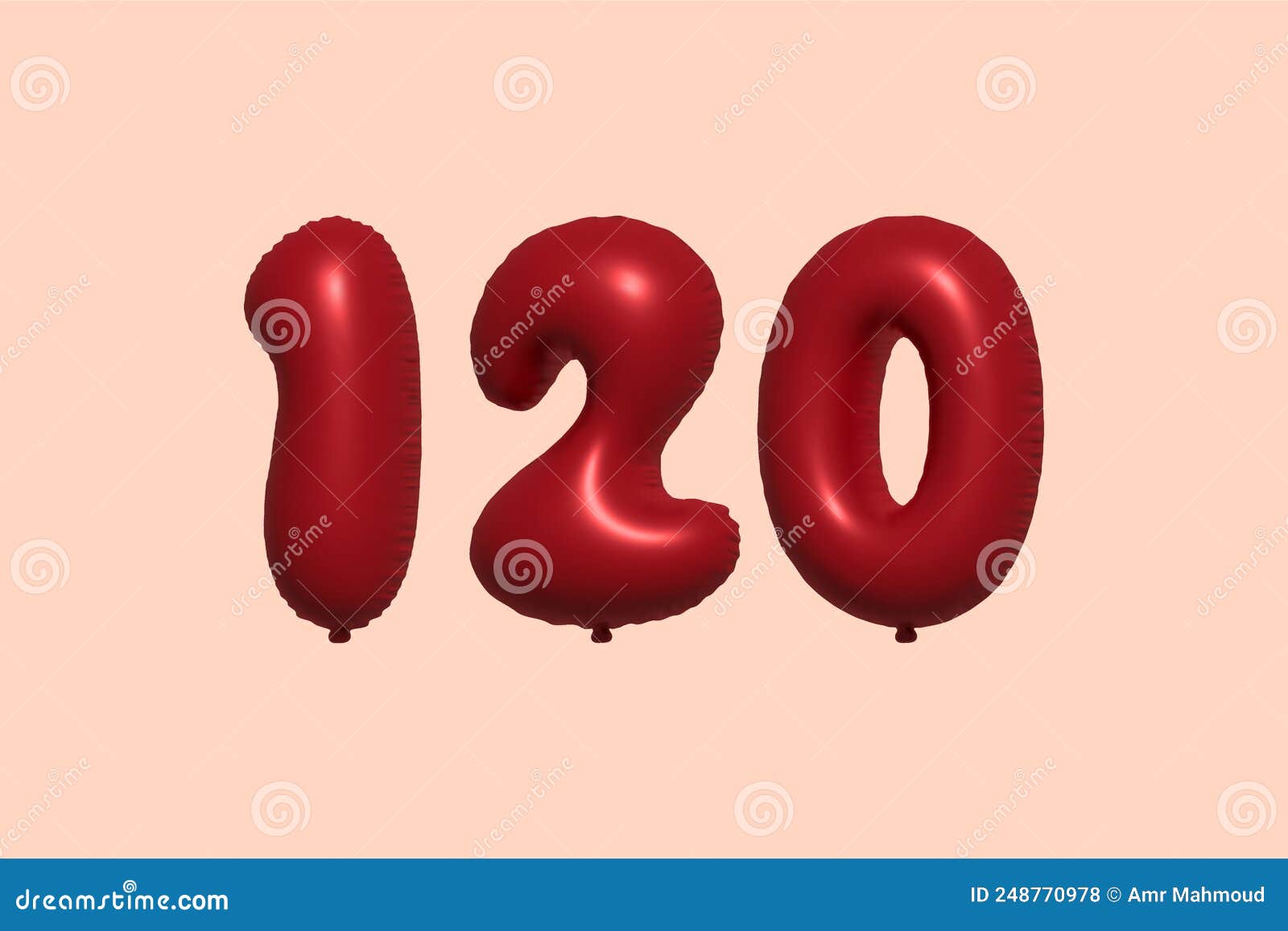 Red Helium Balloon 3D Number 120 Stock Vector - Illustration of year ...