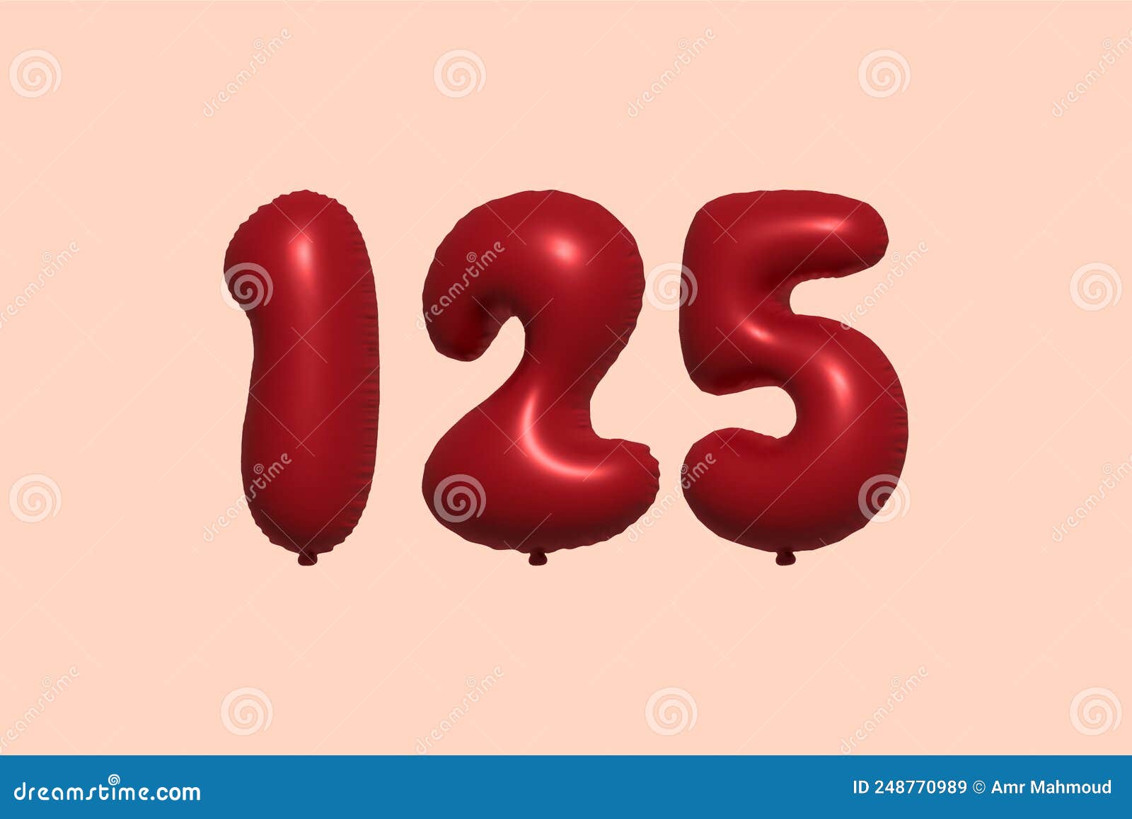 Red Helium Balloon 3D Number 125 Cartoon Vector | CartoonDealer.com ...