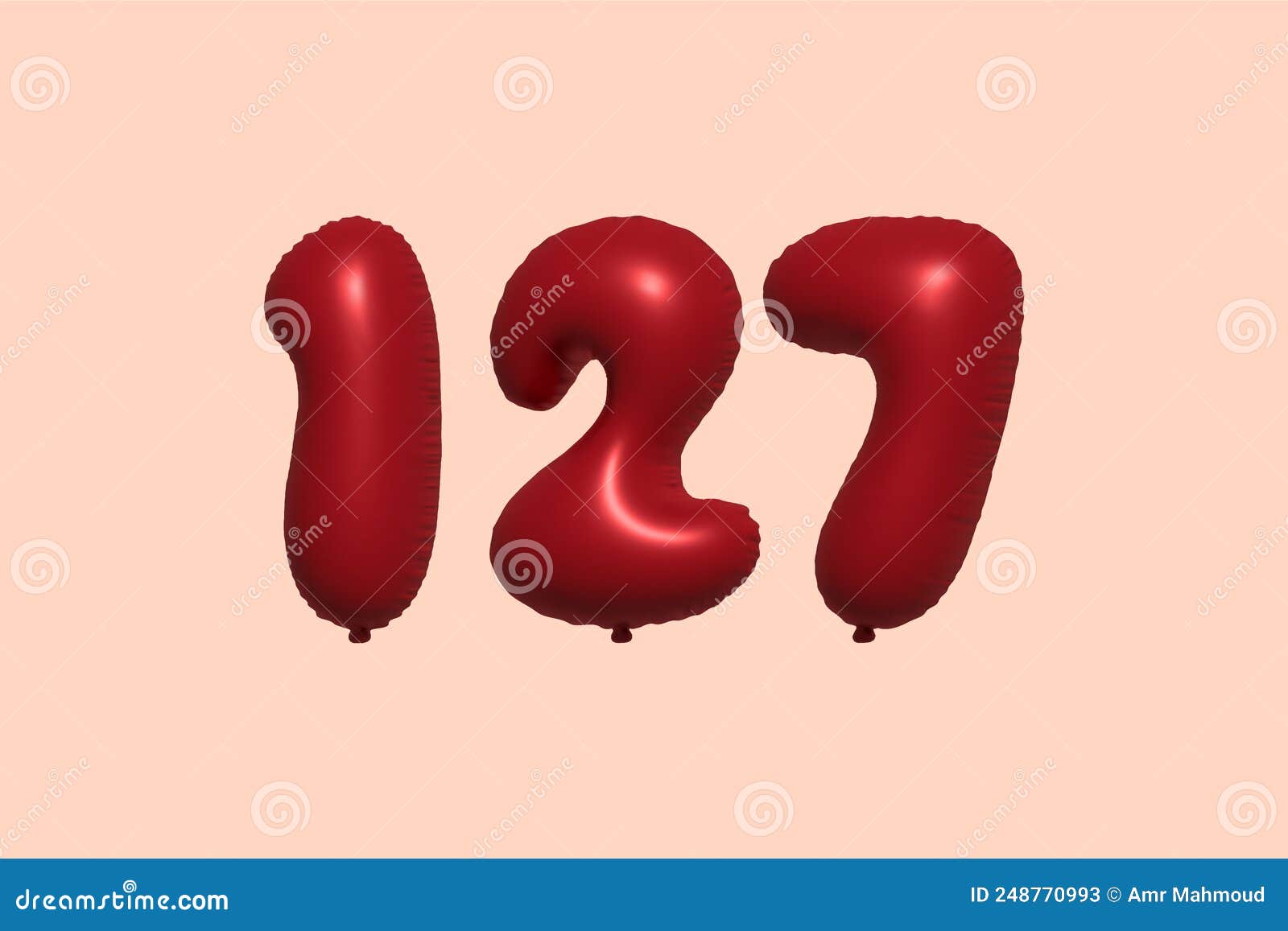 Red Helium Balloon 3D Number 127 Cartoon Vector | CartoonDealer.com ...