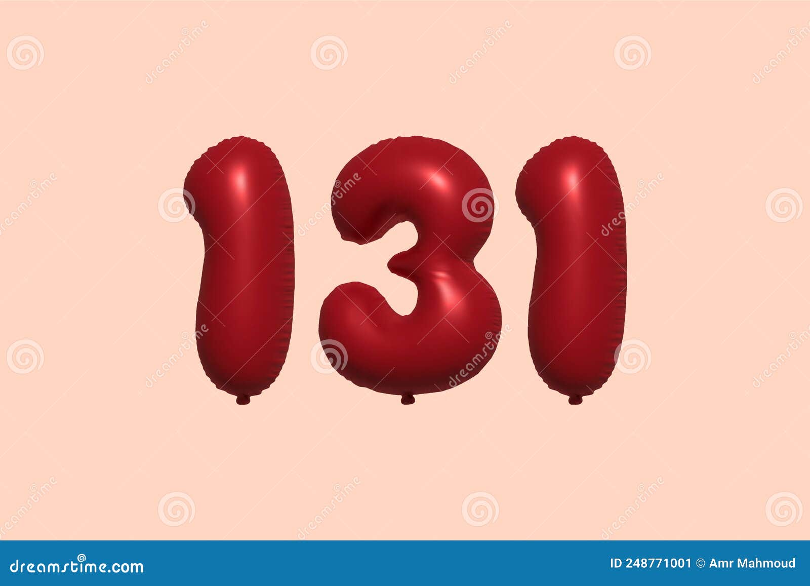 Red Helium Balloon 3D Number 131 Cartoon Vector | CartoonDealer.com ...