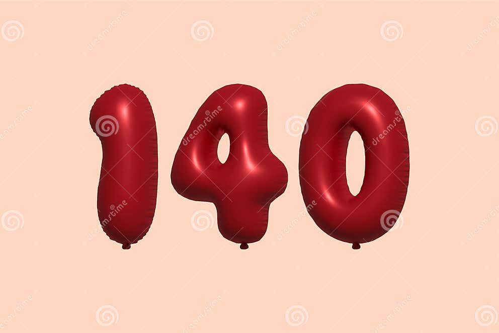 Red Helium Balloon 3D Number 140 Stock Vector - Illustration of number ...