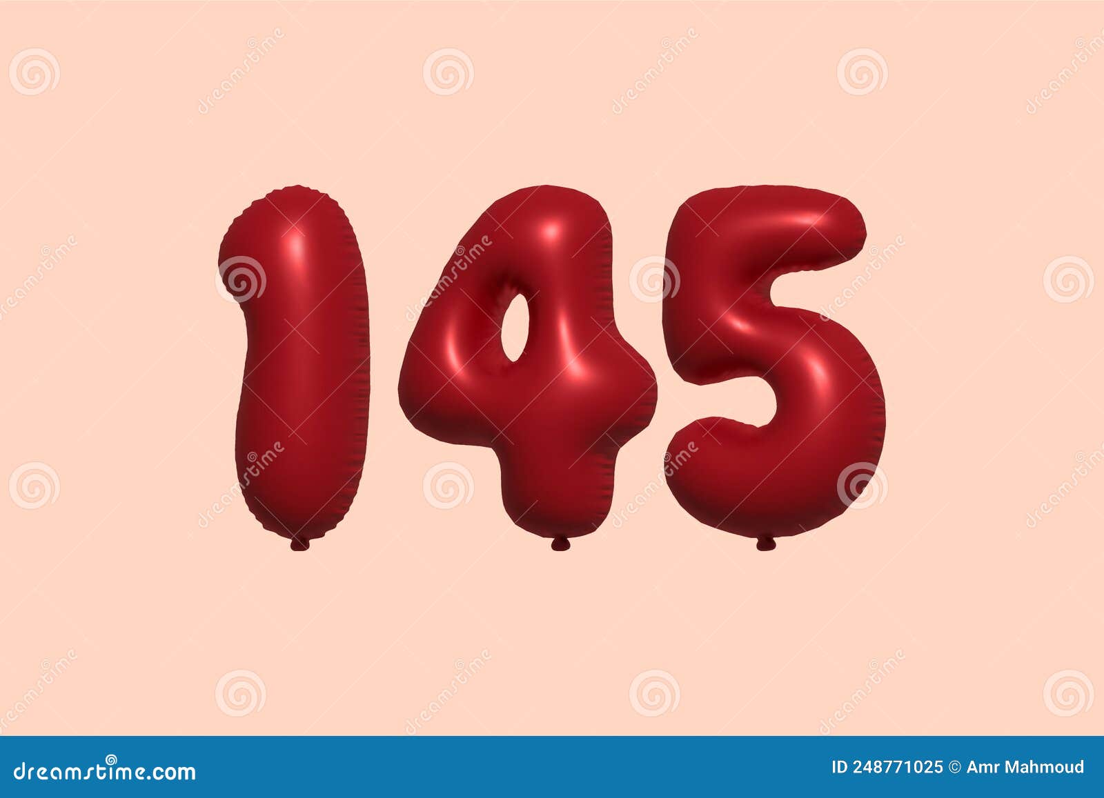 Red Helium Balloon 3D Number 145 Stock Vector - Illustration of percent ...