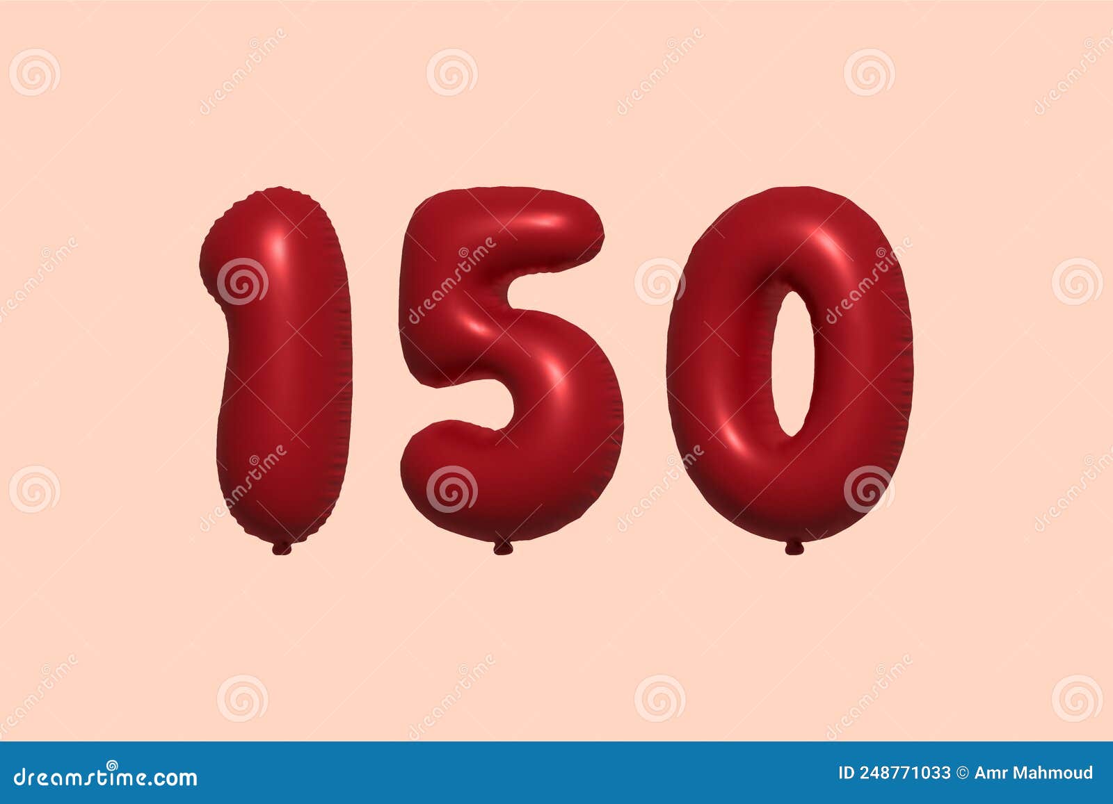 Red Helium Balloon 3D Number 150 Stock Vector - Illustration of ...