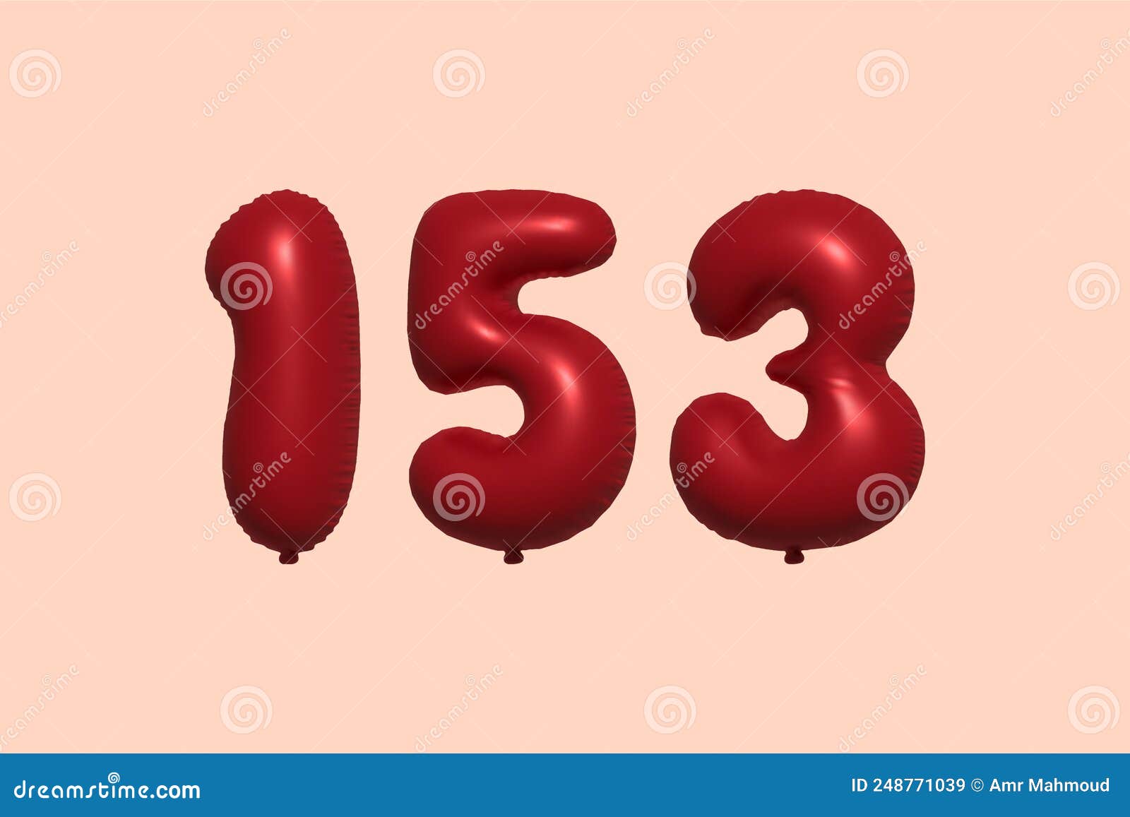Red Helium Balloon 3D Number 153 Stock Vector - Illustration of coupon ...