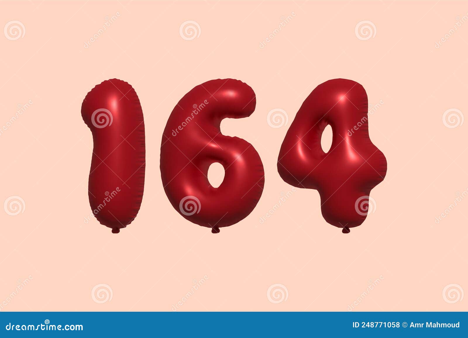 Red Helium Balloon 3D Number 164 Vector Illustration | CartoonDealer ...
