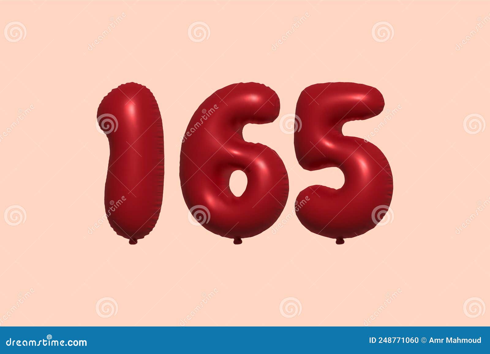 Red Helium Balloon 3D Number 165 Vector Illustration | CartoonDealer ...