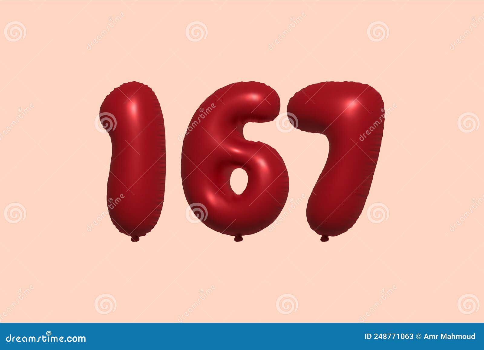 Red Helium Balloon 3D Number 167 Stock Vector - Illustration of banner ...