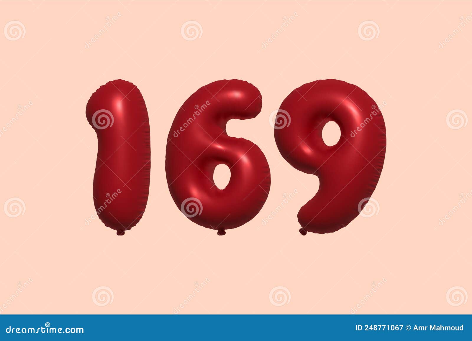 Red Helium Balloon 3D Number 169 Cartoon Vector | CartoonDealer.com ...