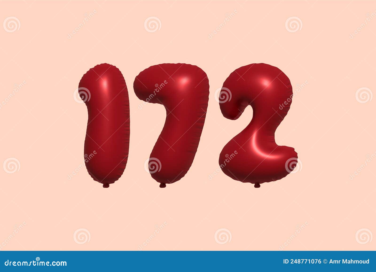 Red Helium Balloon 3D Number 172 Stock Vector - Illustration of ...