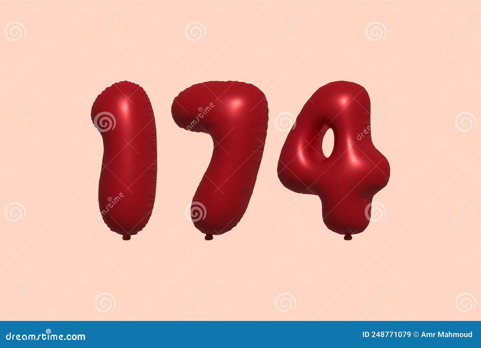Red Helium Balloon 3D Number 174 Cartoon Vector | CartoonDealer.com ...