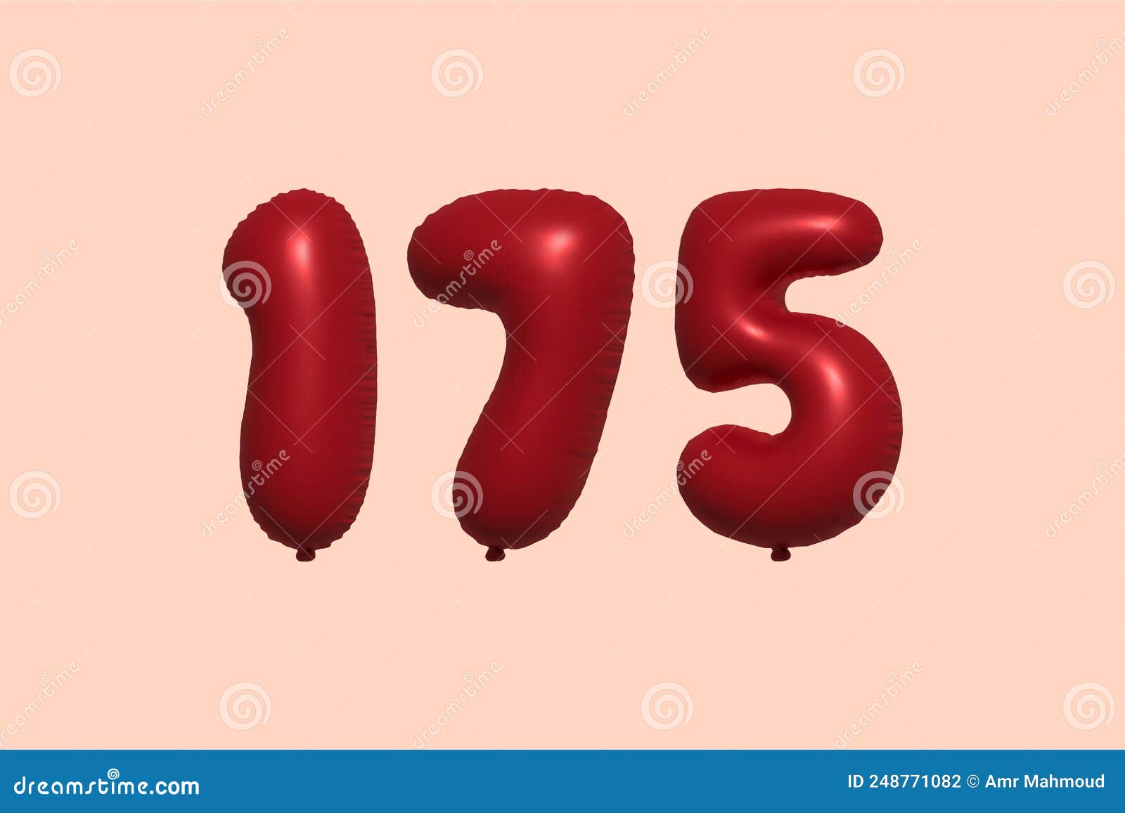 Red Helium Balloon 3D Number 175 Stock Vector - Illustration of year ...