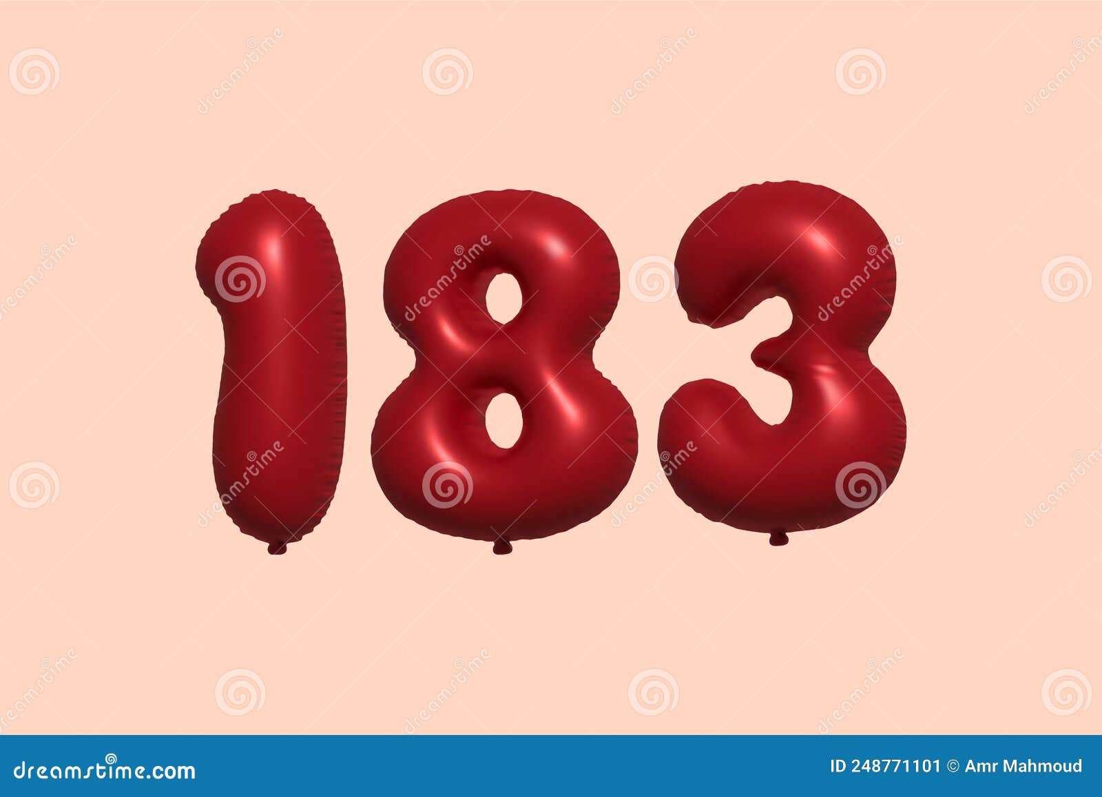 Red Helium Balloon 3D Number 183 Stock Vector - Illustration of ...