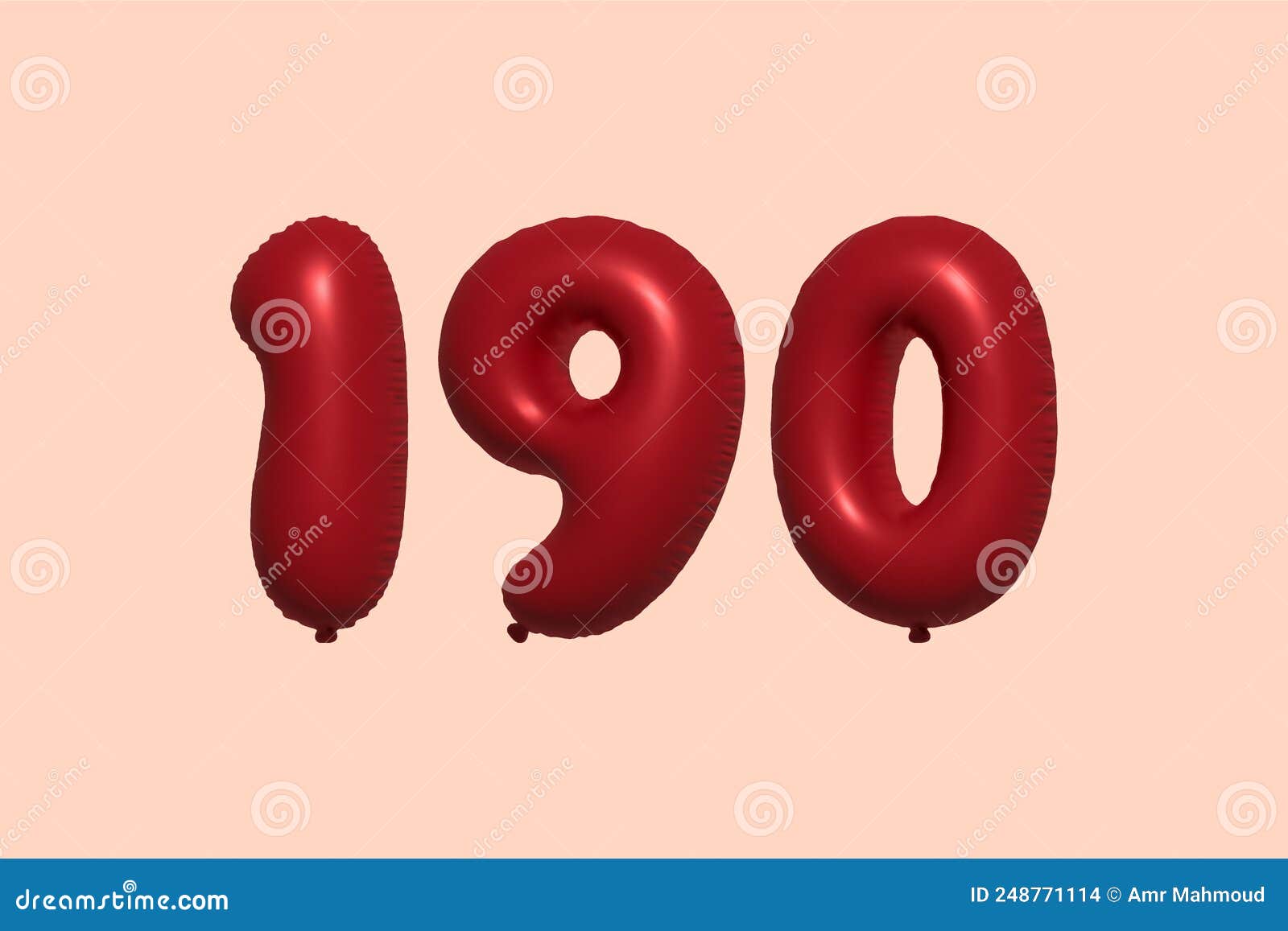 Red Helium Balloon 3D Number 190 Vector Illustration | CartoonDealer ...