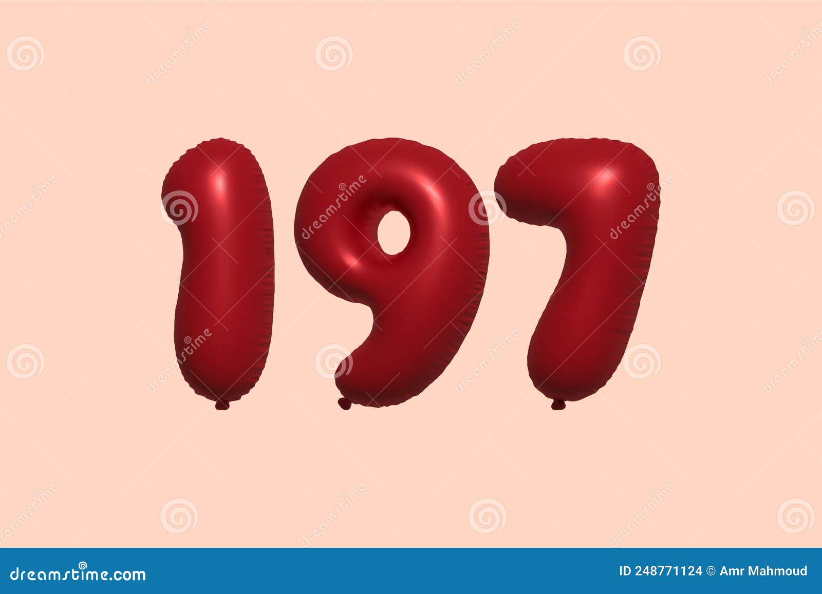 Red Helium Balloon 3D Number 197 Stock Vector - Illustration of decor ...