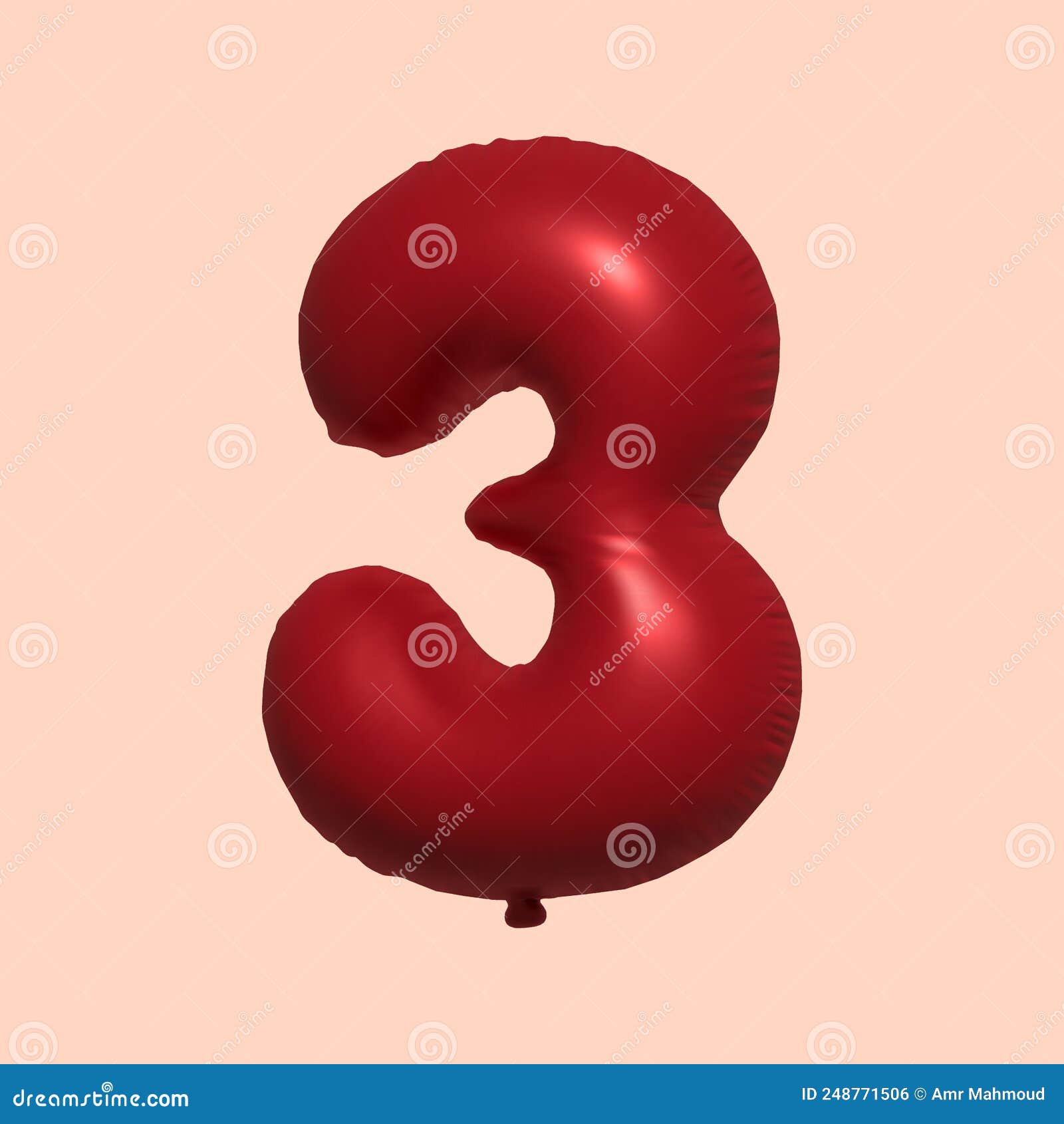 Red Helium Balloon 3D Number 3 Stock Vector - Illustration of promotion ...