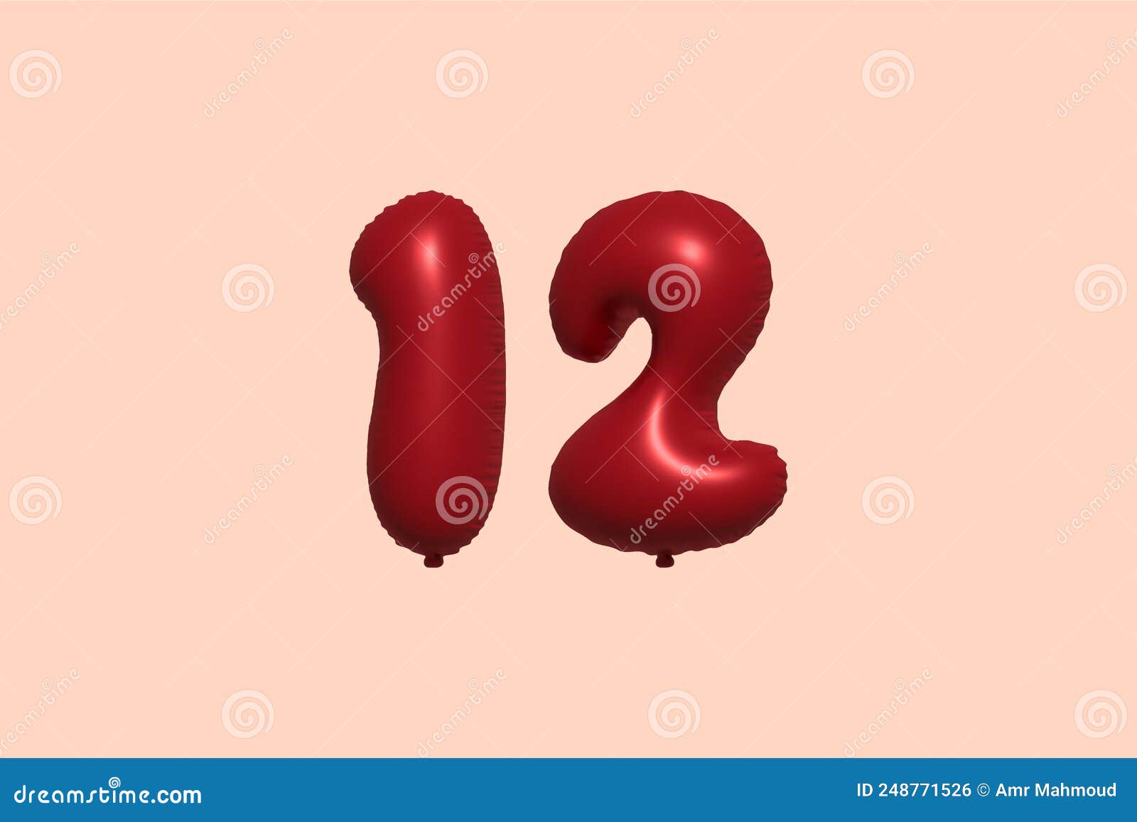Red Helium Balloon 3D Number 12 Stock Vector - Illustration of helium ...