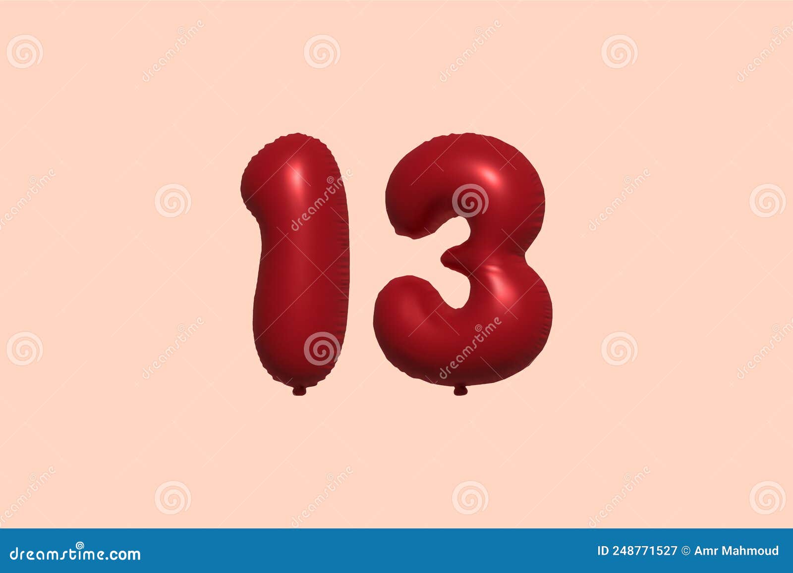 Red Helium Balloon 3D Number 13 Stock Vector - Illustration of foil ...