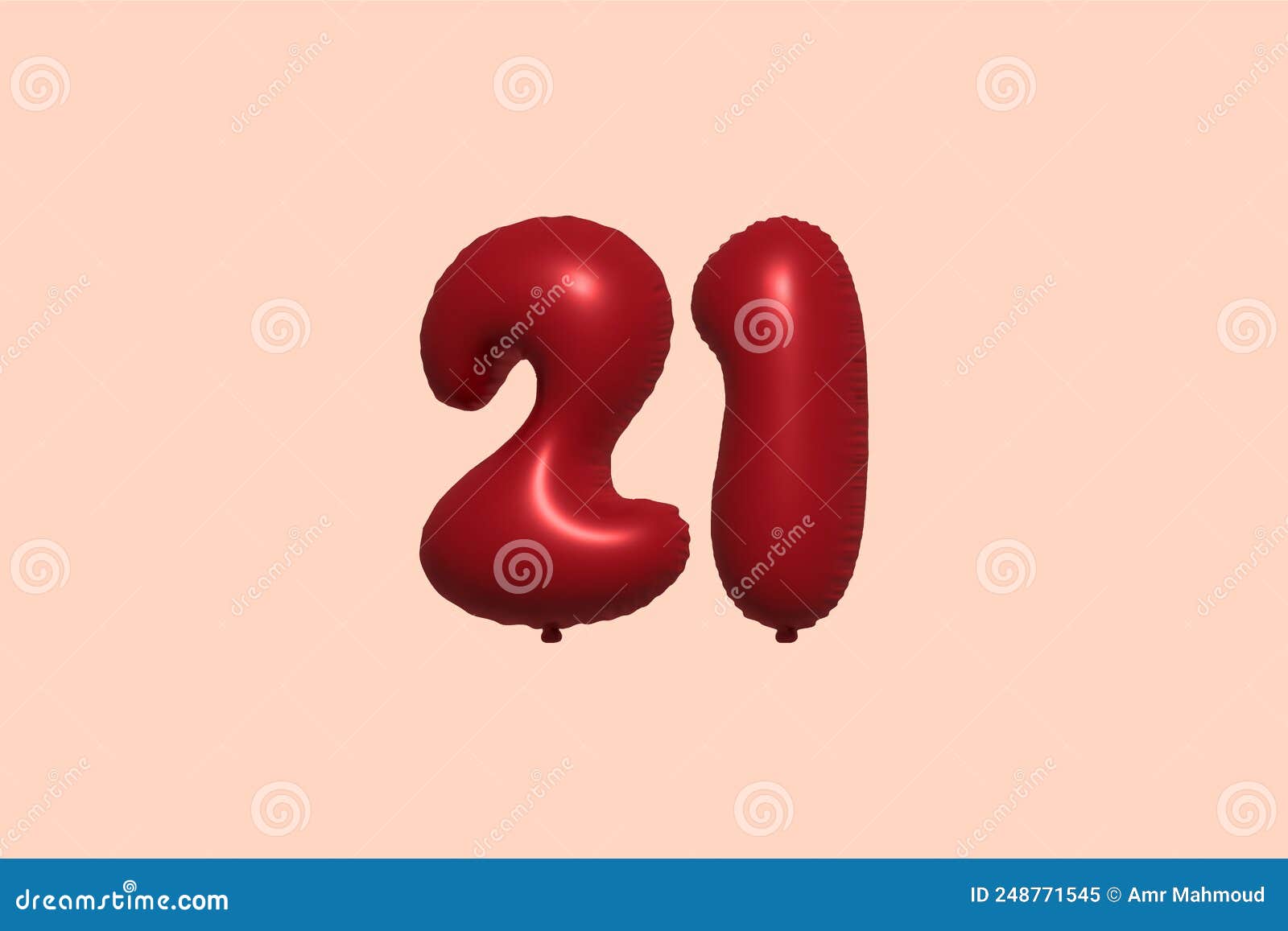Red Helium Balloon 3D Number 21 Stock Vector - Illustration of helium ...