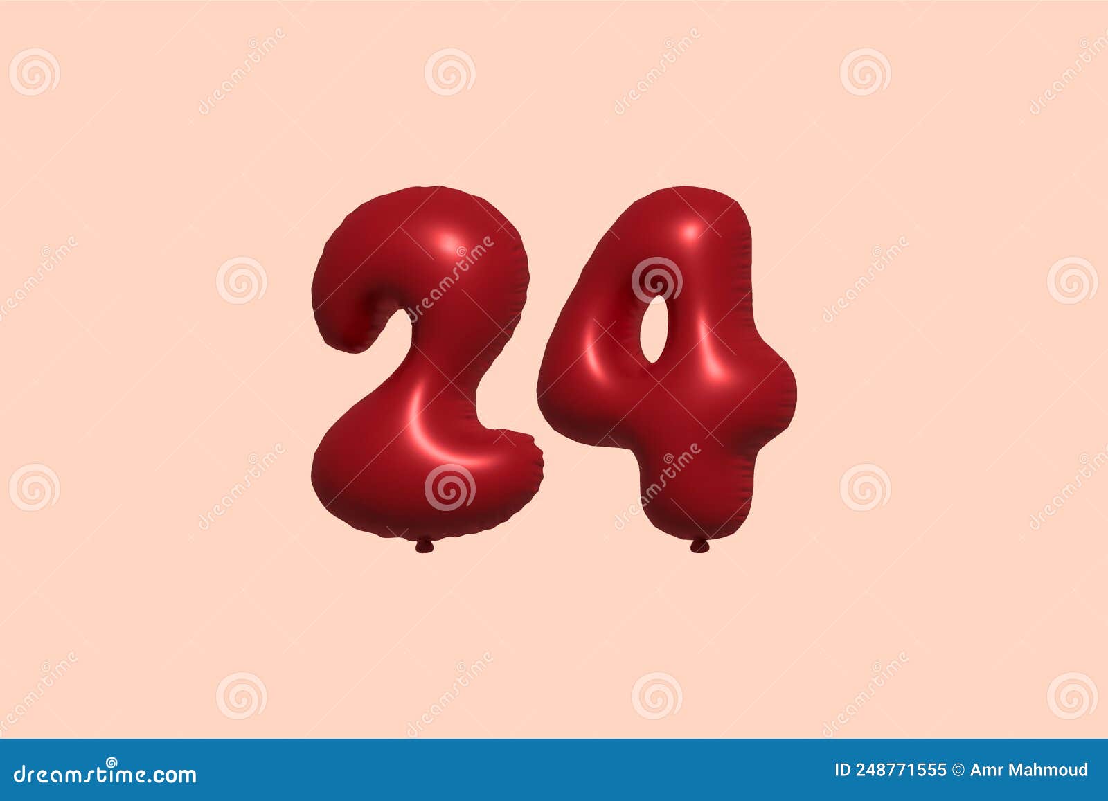 Red Helium Balloon 3D Number 24 Stock Vector - Illustration of font ...