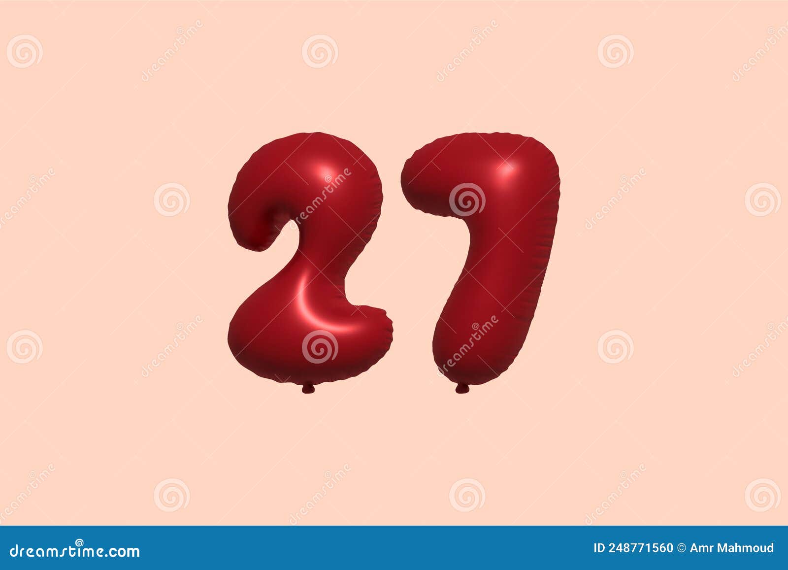 Red Helium Balloon 3D Number 27 Stock Vector - Illustration of balloons ...