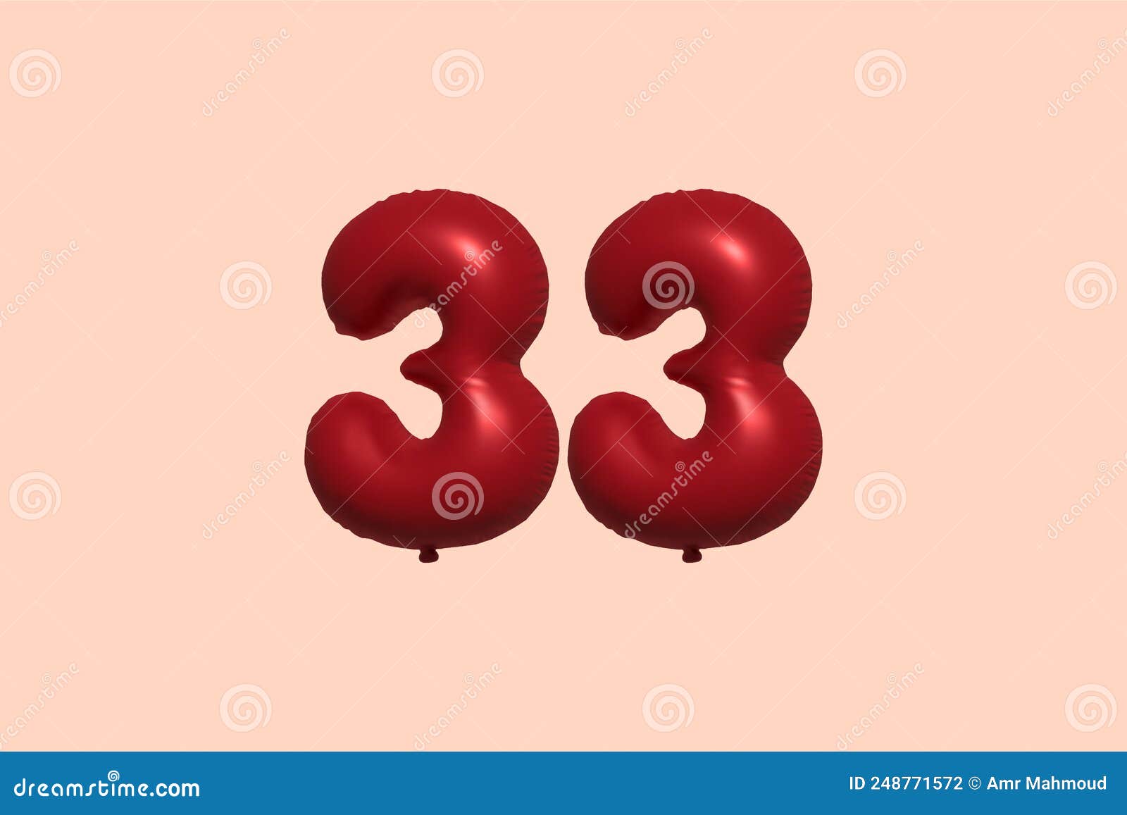 Red Helium Balloon 3D Number 33 Stock Vector - Illustration of ...