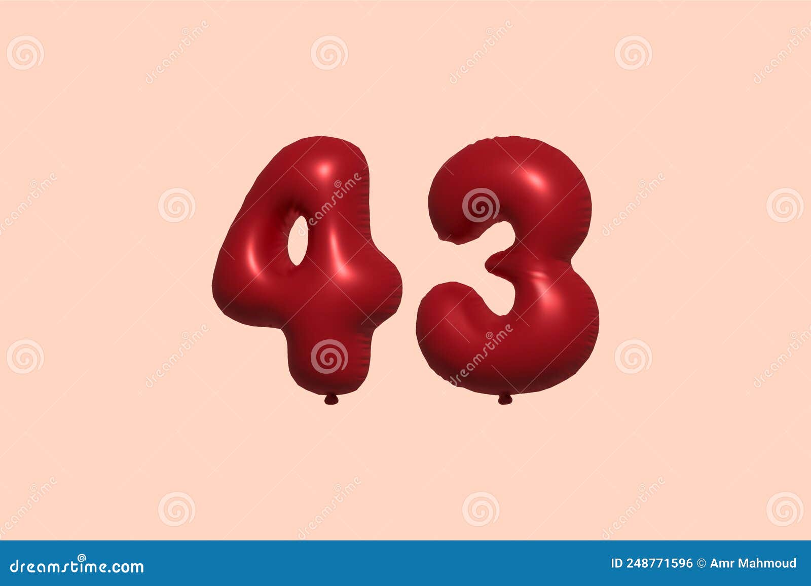 Red Helium Balloon 3D Number 43 Stock Vector - Illustration of ...