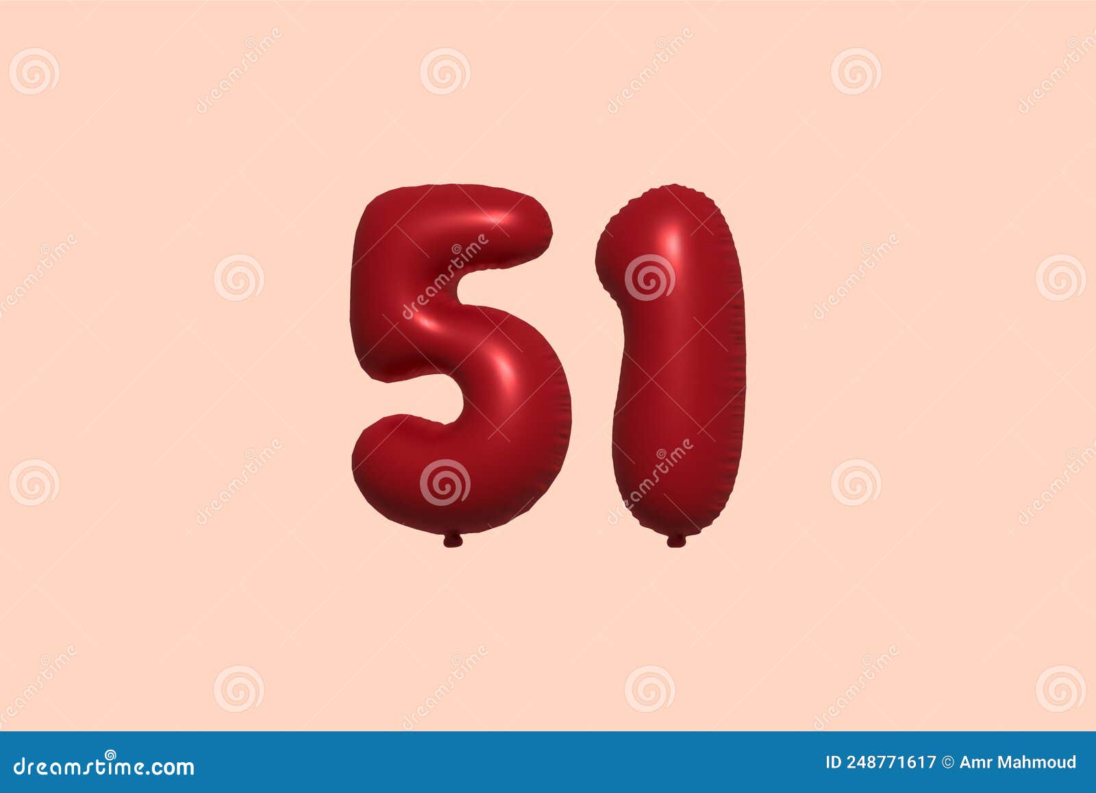 Red Helium Balloon 3D Number 51 Stock Vector - Illustration of decor ...