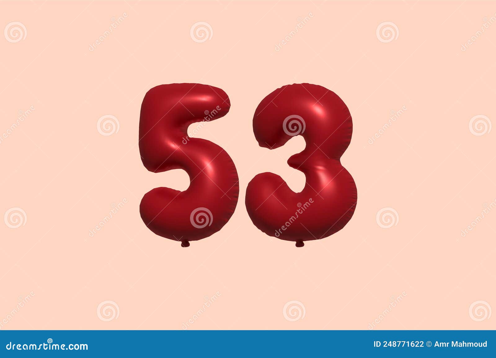 Red Helium Balloon 3D Number 53 Stock Vector - Illustration of decor ...