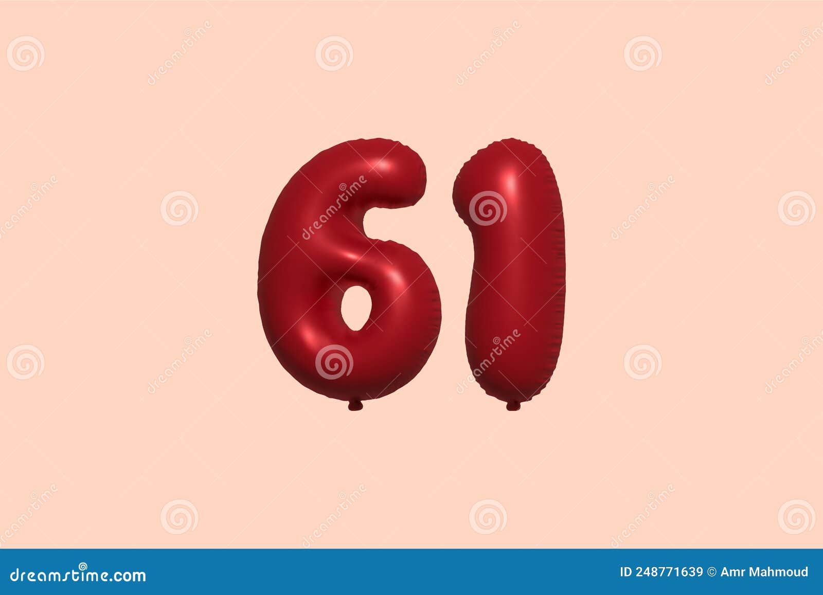 Red Helium Balloon 3D Number 61 Stock Vector - Illustration of price ...